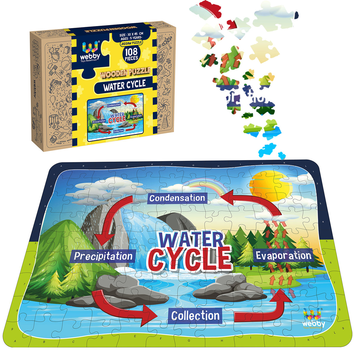 Webby Water Cycle Wooden Jigsaw Puzzle, 108 Pieces – Webby Toys
