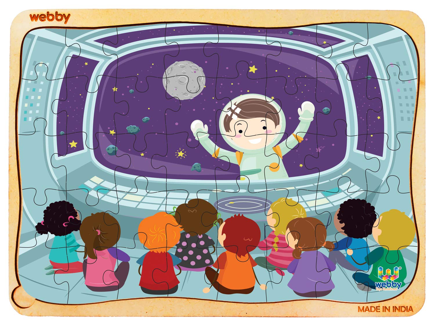 Webby Kids Space Ship Observing Wooden Floor Puzzle, 40 Pcs – Webby Toys