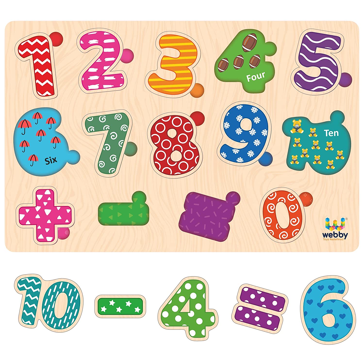 Webby Wooden Educational Colorful Alphabets, Counting Numbers, Fruits, – Webby Toys