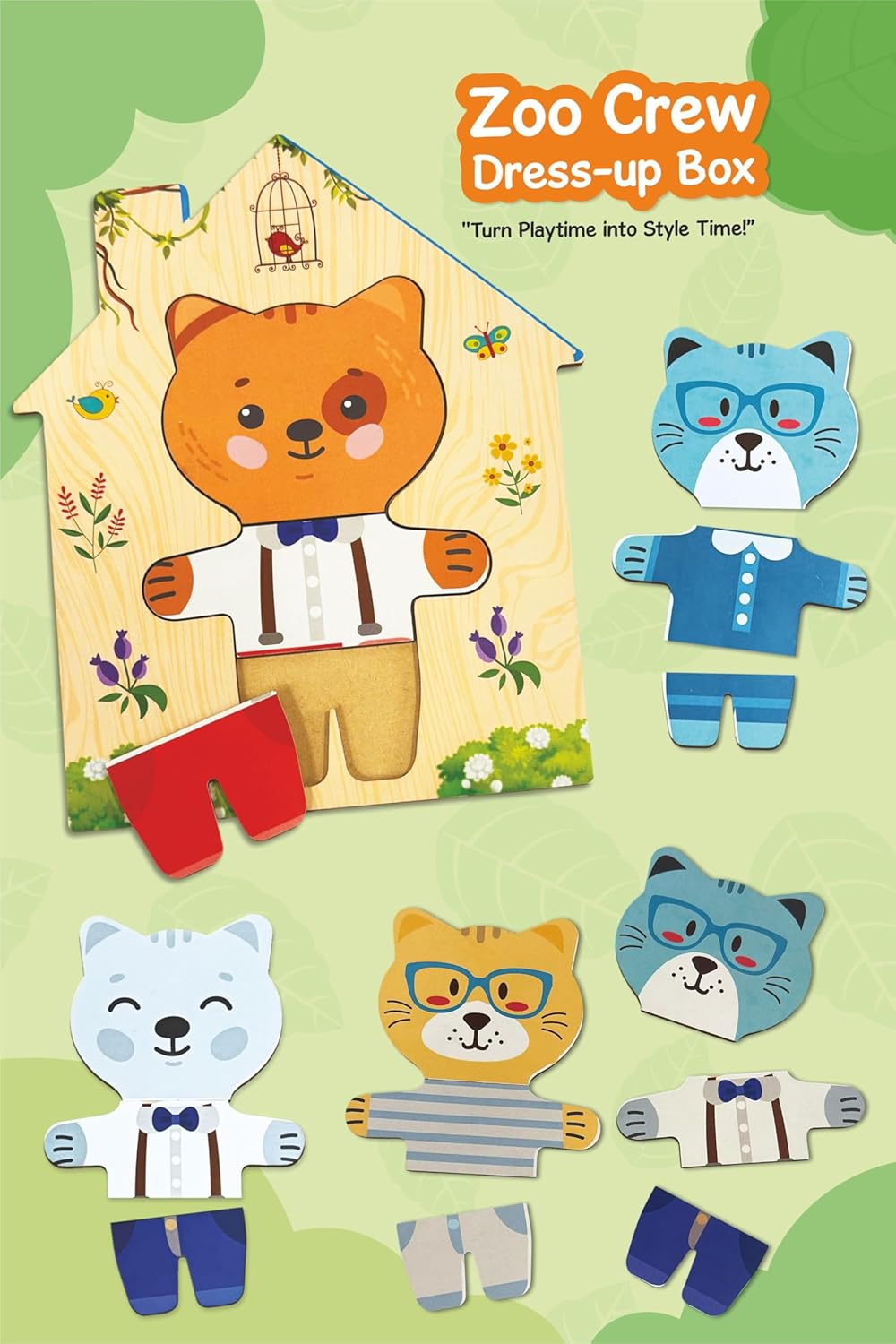 Webby Wooden Animal Dress-Up Puzzle Box | Mix and Match Outfits | Pret ...