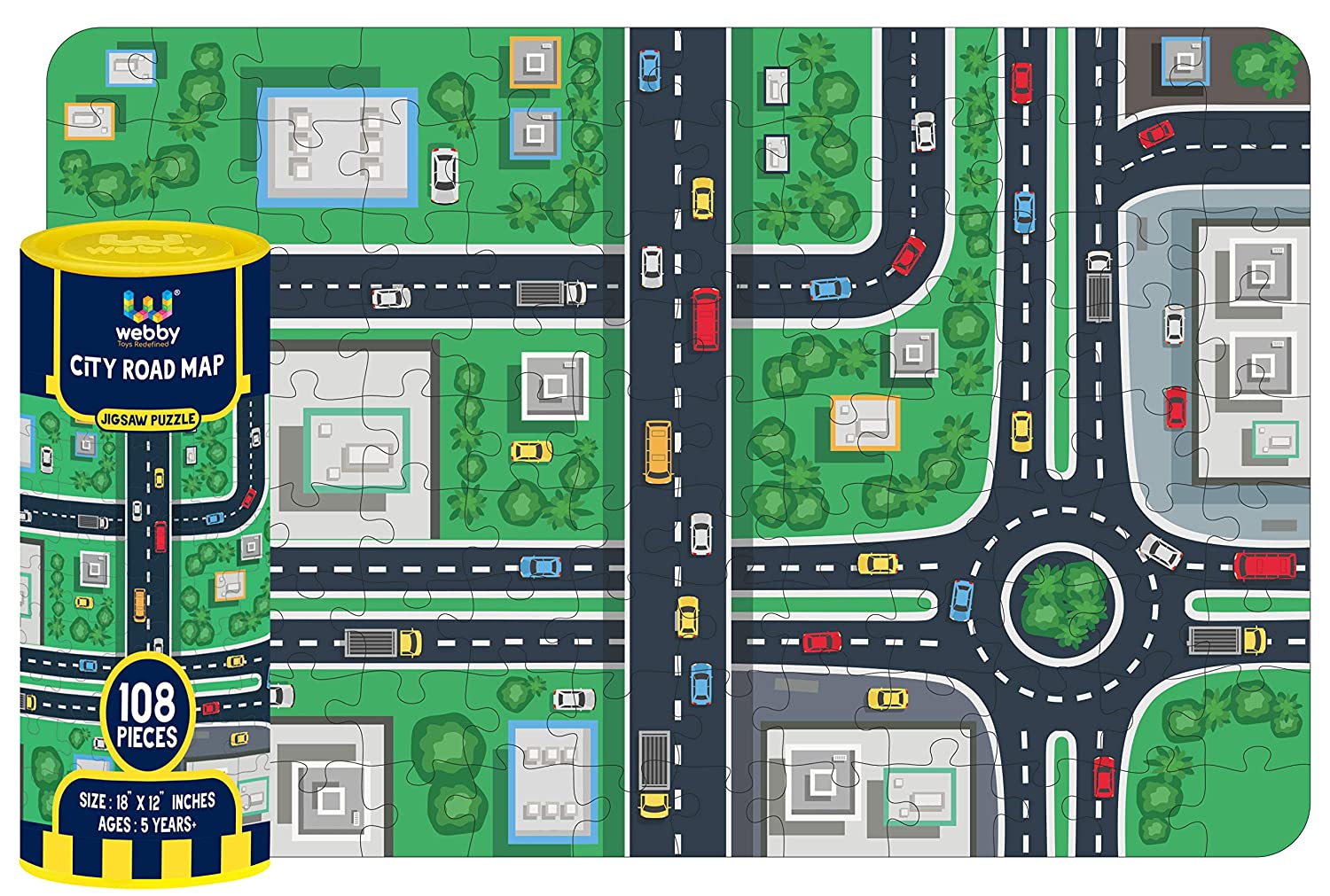 Webby City Road Map Jigsaw Puzzle, 108 Pieces – Webby Toys