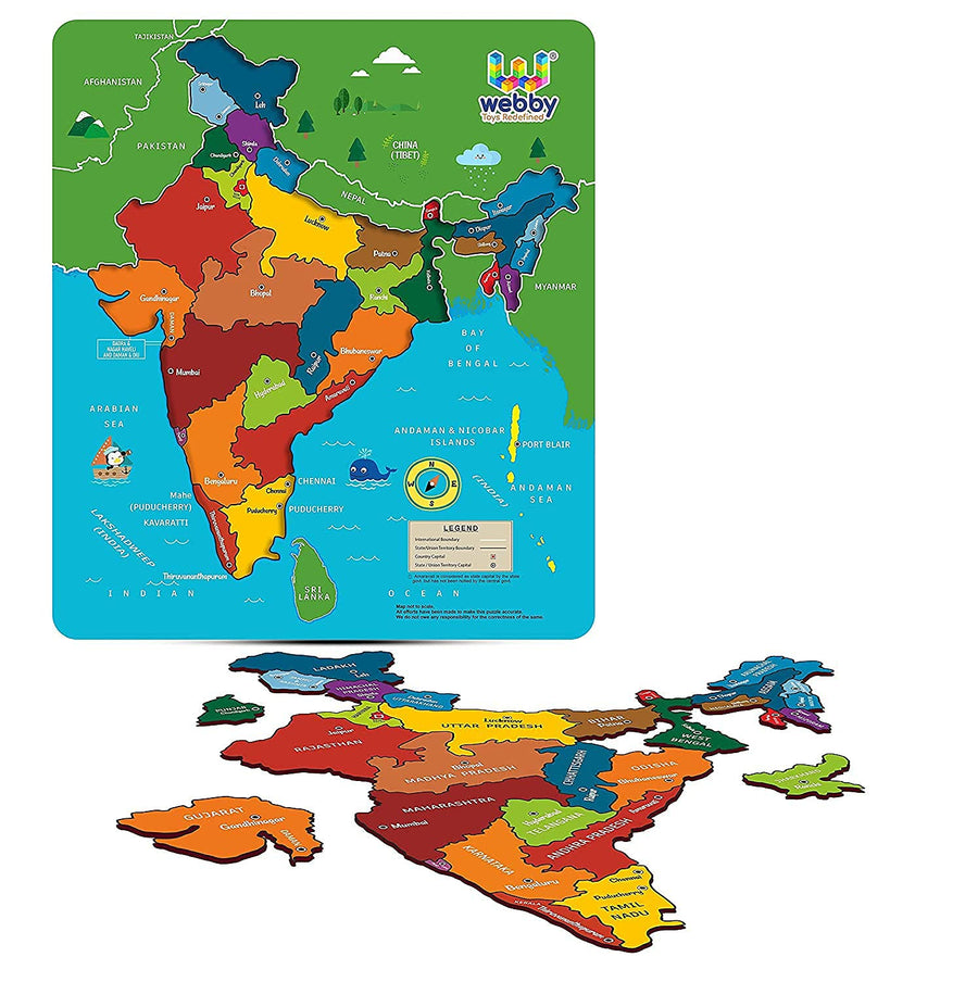 Webby Wooden Educational Learning India Map 3D Puzzle – Webby Toys