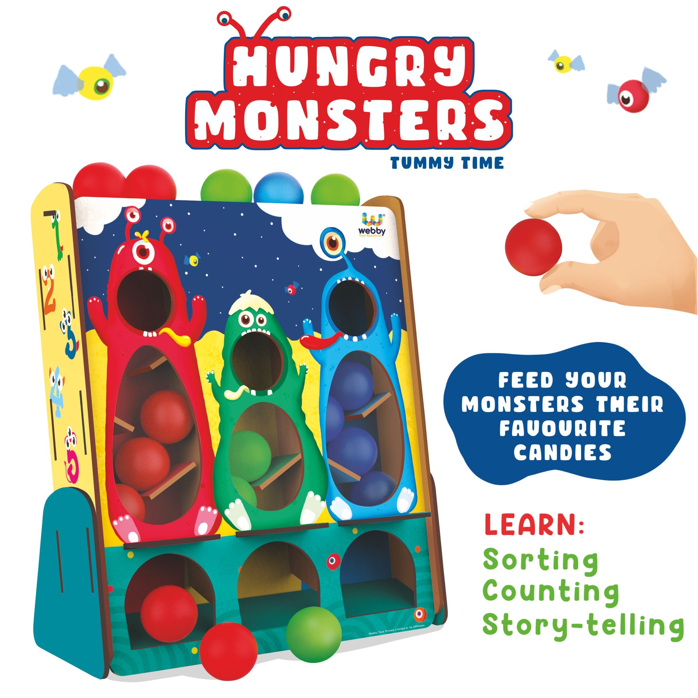 Webby DIY Wooden Hungry Monster Feed Game – Webby Toys